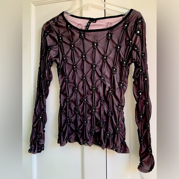 Azi | Tops | Nwt Azi Pucker Sequin Top With Beautiful Detail | Poshmark